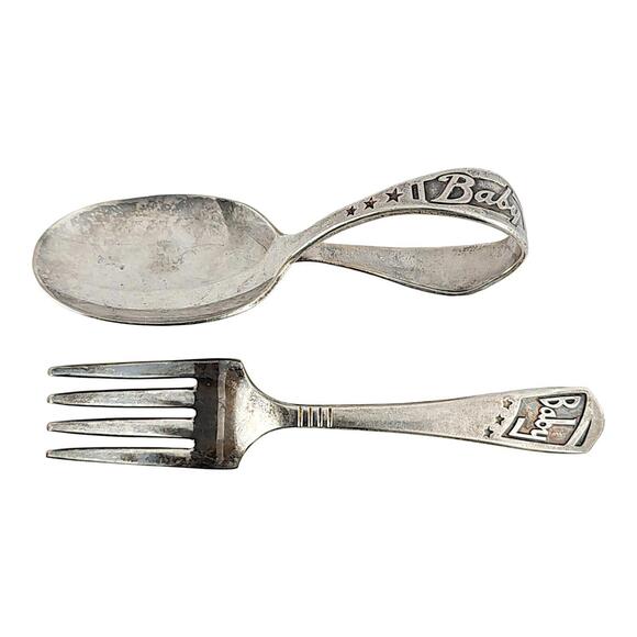 Kitchen | Imperial Silver Plate Curved Baby Spoon And Fork Vintage ...